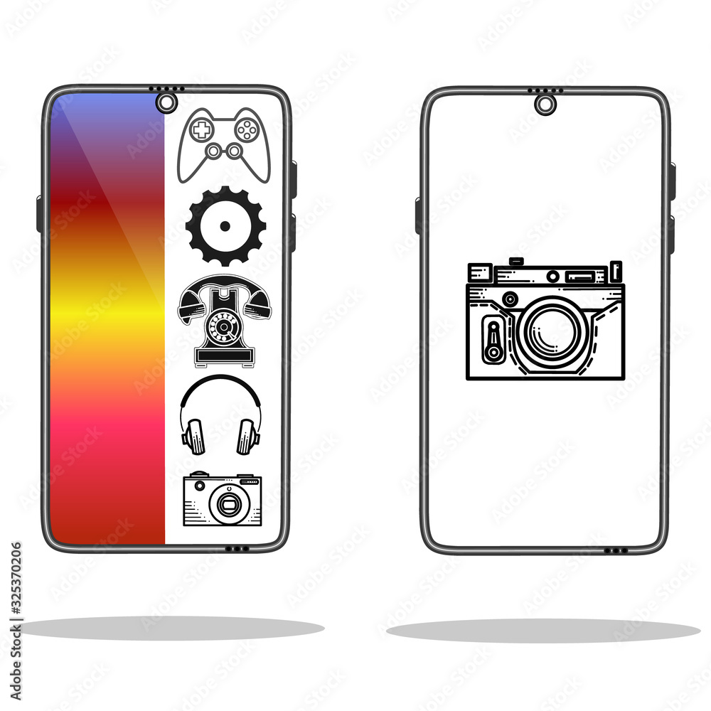 Drawing of a modern mobile phone, smartphone. Vector illustration ...