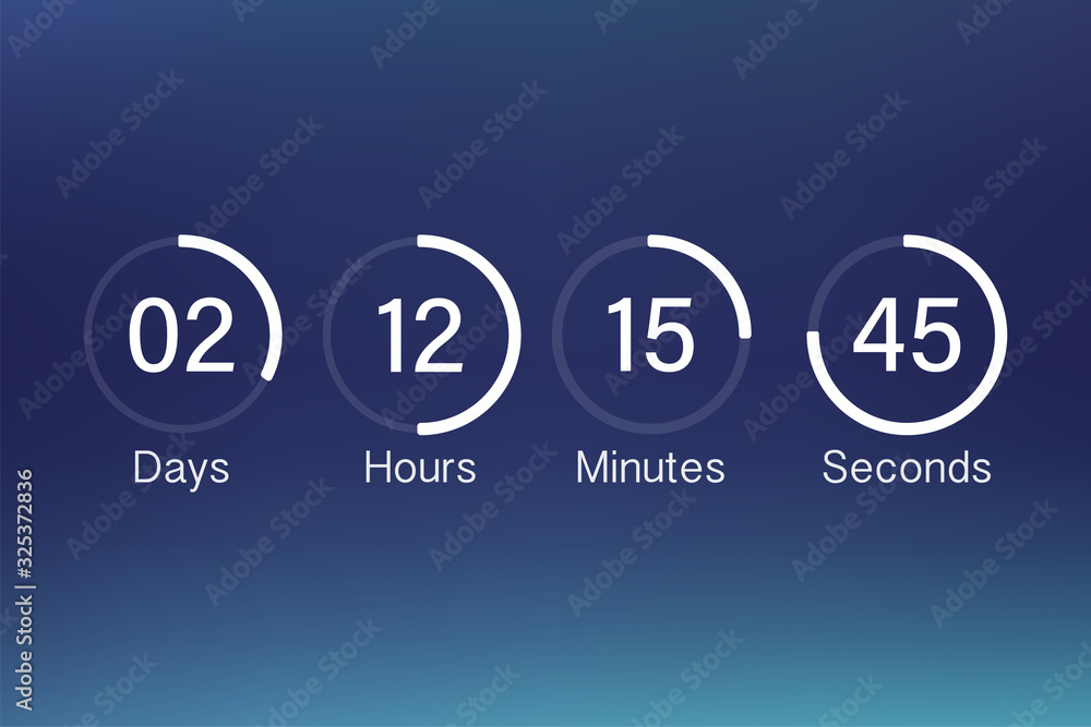 Vector Countdown Clock Counter Timer Ui App Digital Count Down Circle Board Meter With Circle