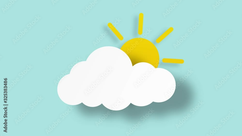 Cloud and sun icon on white screen, weather forecast, 4k Stock Video ...