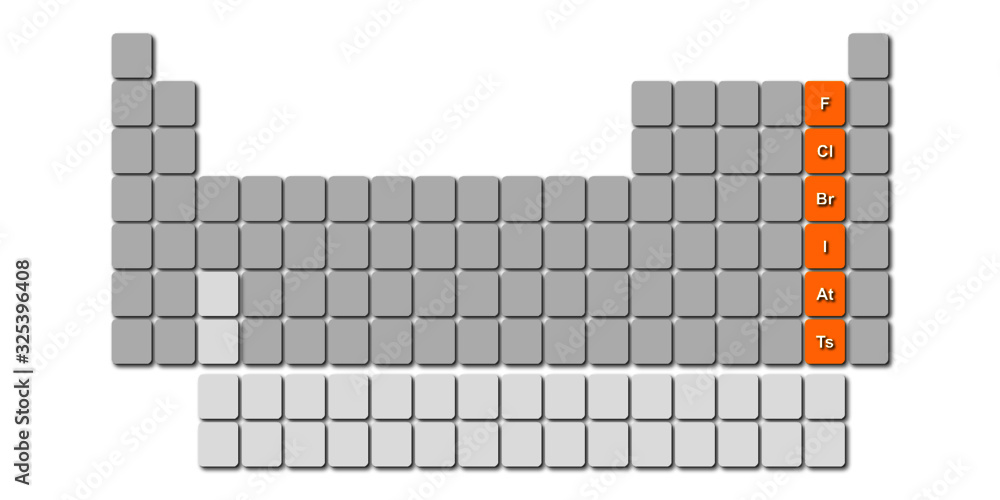 table of elements halogen group - chemistry and physics illustration ...