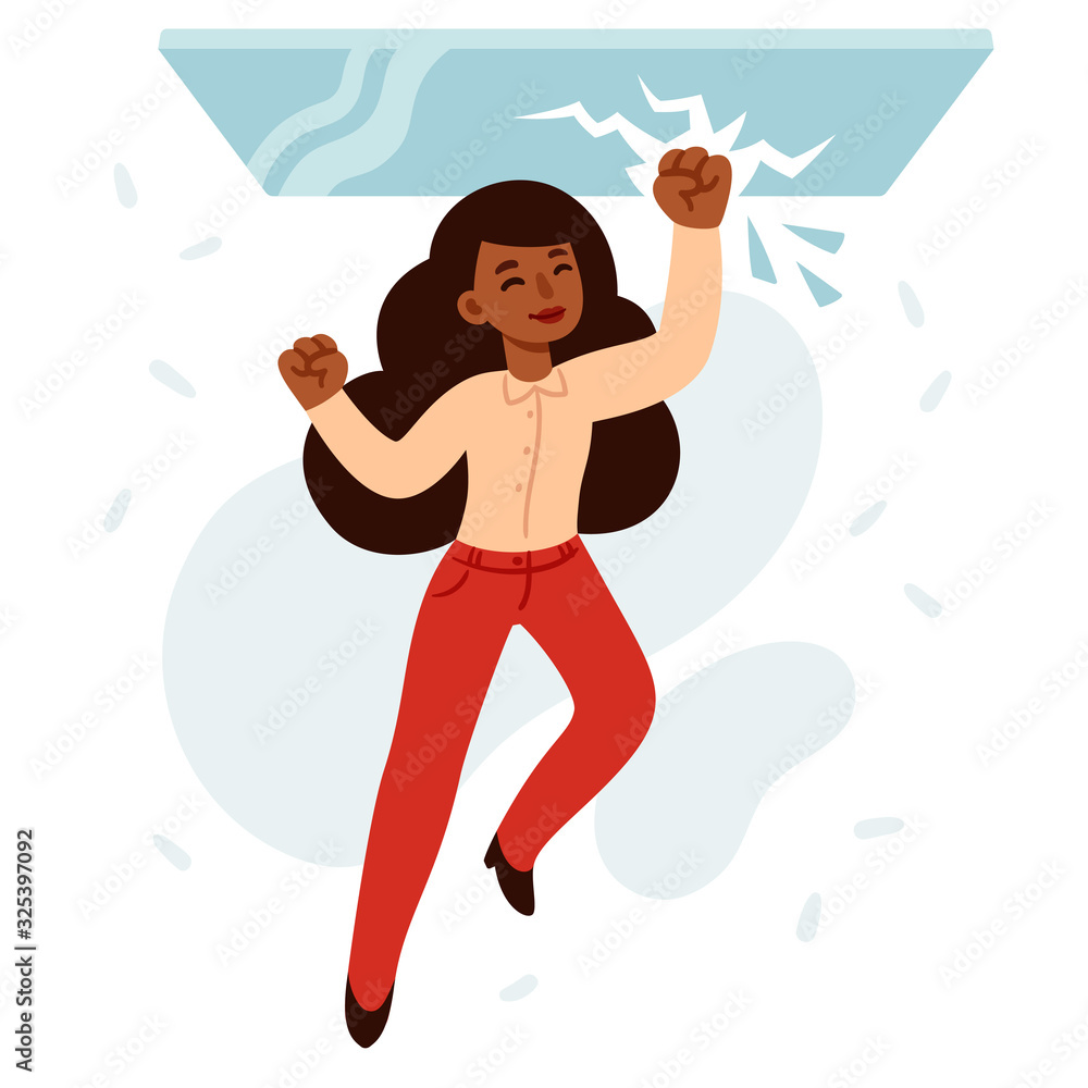 Business woman breaking glass ceiling Stock Vector | Adobe Stock