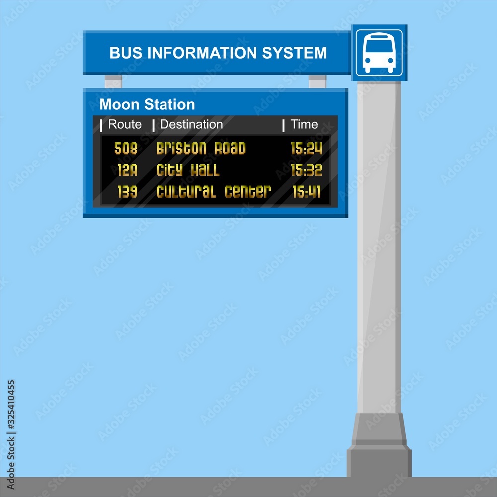 Bus Stop Real Time Information Display Timetable System Network Digital Passenger Planning ...