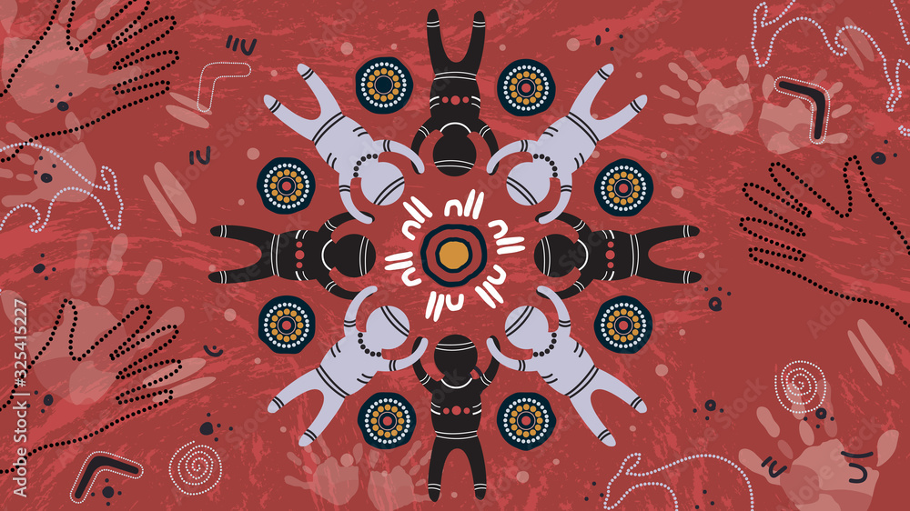 Aboriginal dot art vector painting. Friendship and unity concept Stock ...