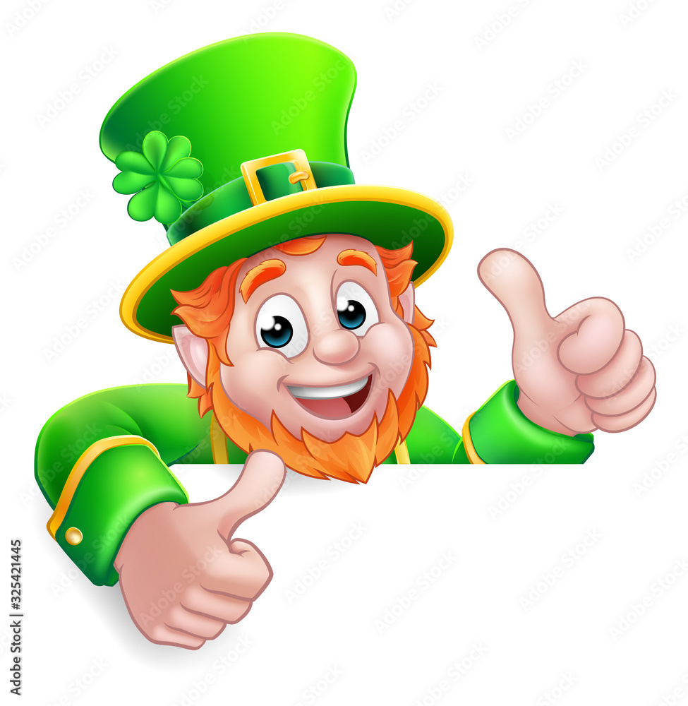 A Leprechaun St Patricks Day cartoon character giving a thumbs up and ...