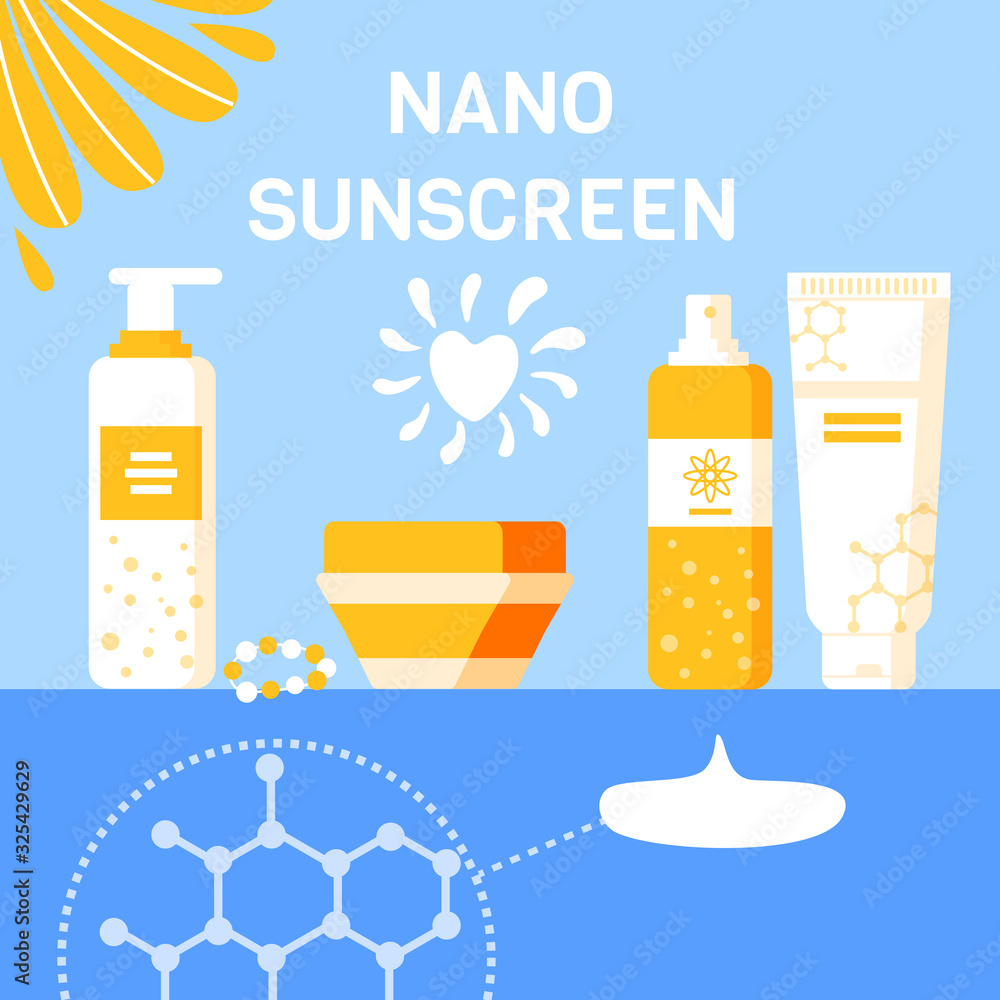 Nano Sunscreen Skincare Cosmetics Advertisement. Skin Protective ...