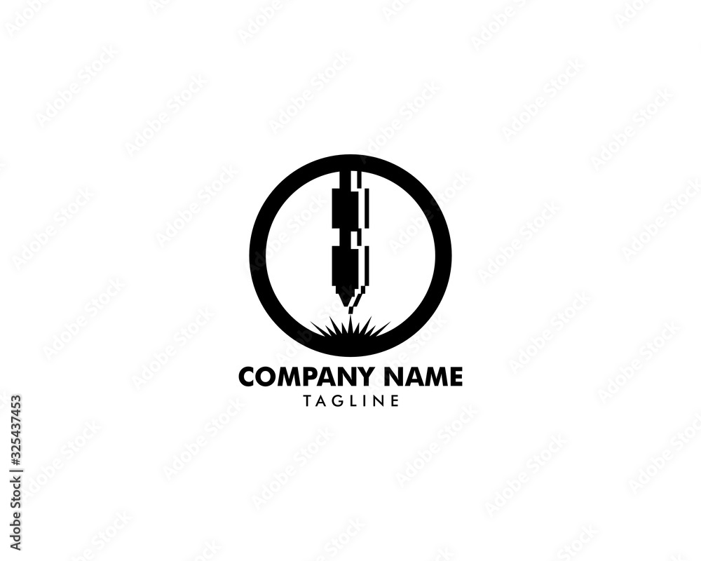 Laser Cutting Machine Logo Design Icon Vector Illustration, CNC Laser ...