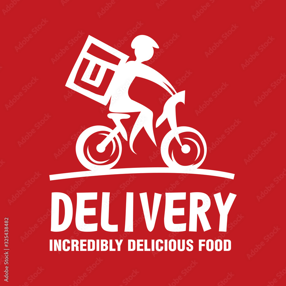 Vector food delivery, icons, logo and illustrations, man Stock Vector ...