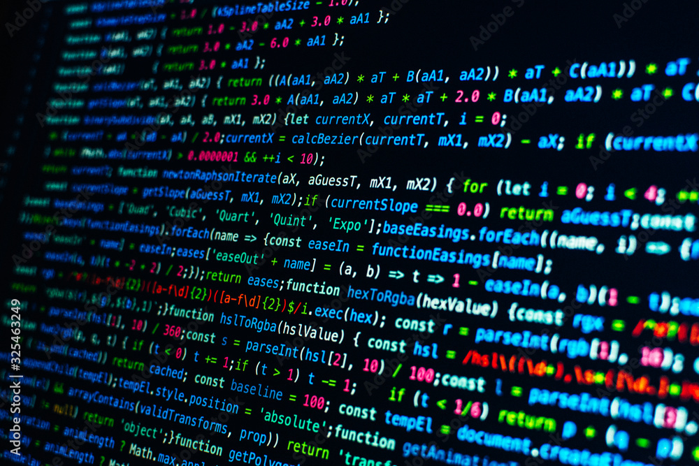 Programa en JavaScript con colores Stock Photo | Adobe Stock