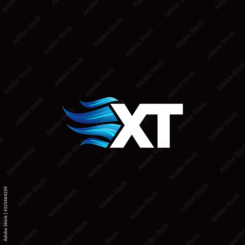 XT monogram logo with blue fire style design template Stock Vector ...