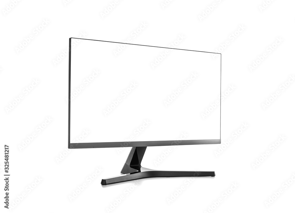 Computer monitor or LCD TV with a blank white screen isolated on a ...