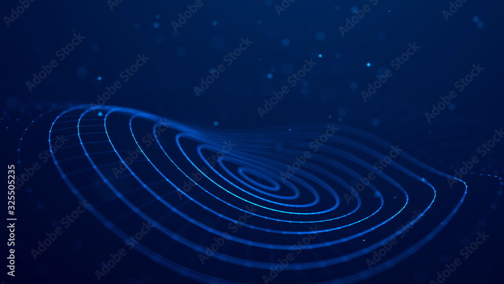Wave 3d. 3D blue glowing abstract background. Abstract background with ...