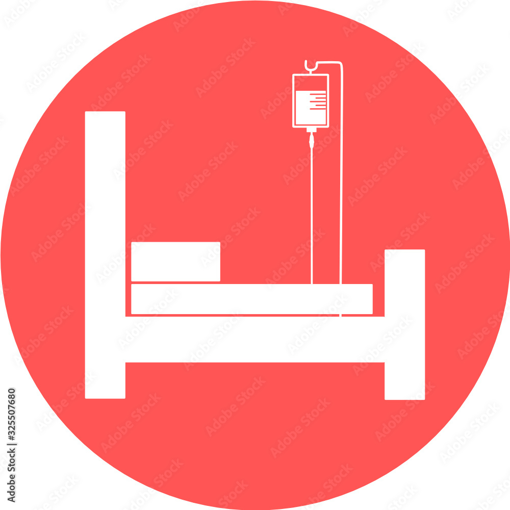 Hospital bed. Intensive care unit icon. Resuscitation, rehabilitation ...