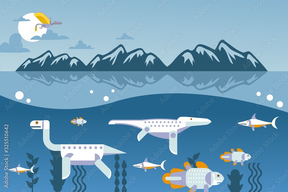 Dinosaurs Water Creatures Clipart