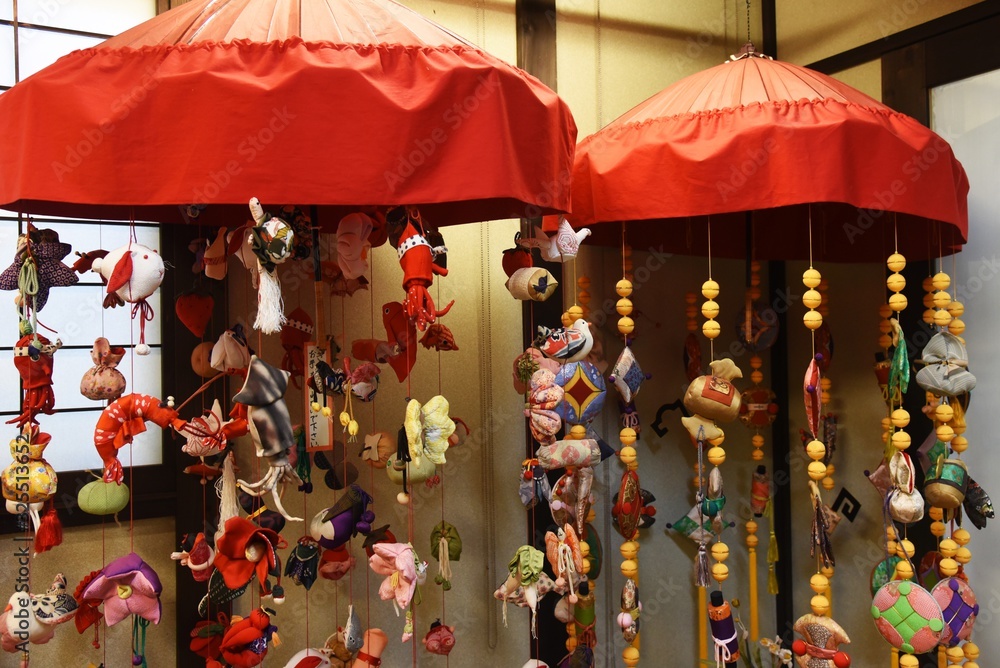 Traditional handmade Hanging decorations are decorated in Izu Inatori ...