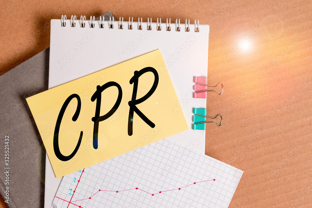 Writing note showing Cpr. Business concept for cardiopulmonary ...