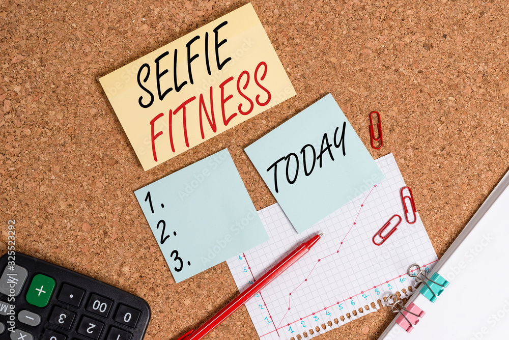 Handwriting text Selfie Fitness. Conceptual photo Taking pictures of ...