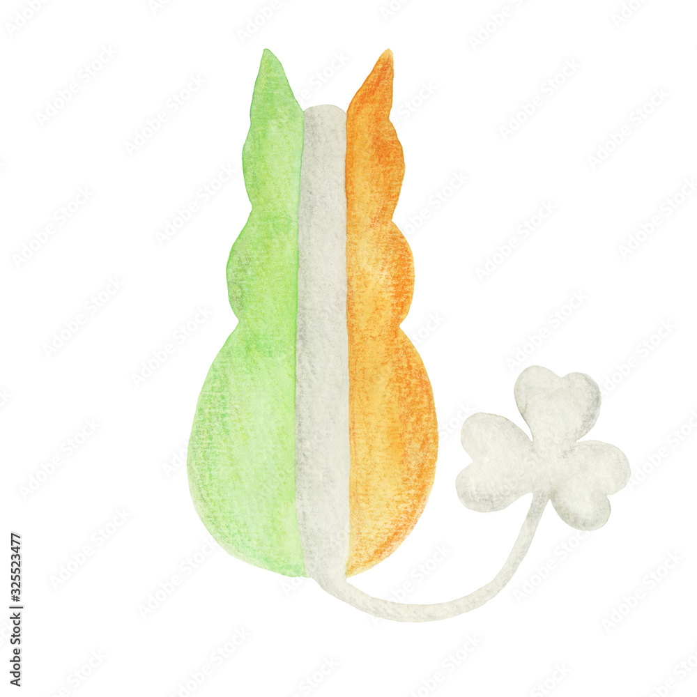 Silhouette of a cat in the colors of the Irish flag. A cat with ...