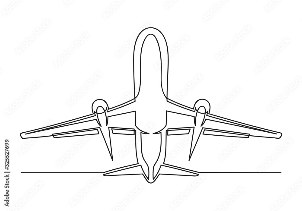 Continuous drawing of one line of an airplane Stock Vector | Adobe Stock