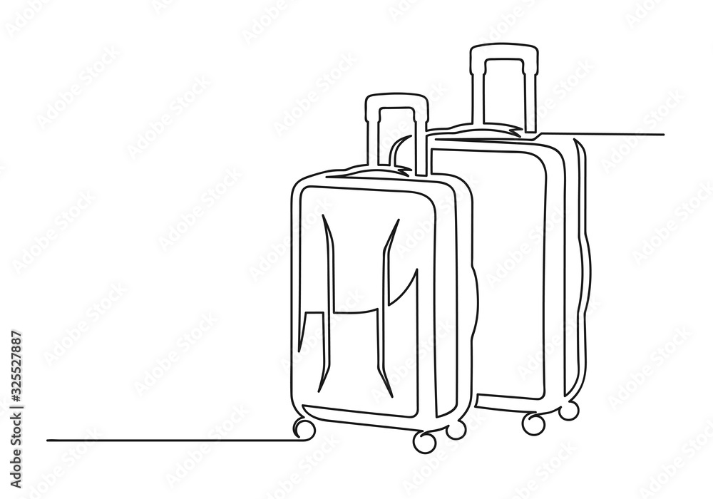 Continuous one line drawing of an suitcases Stock Vector | Adobe Stock