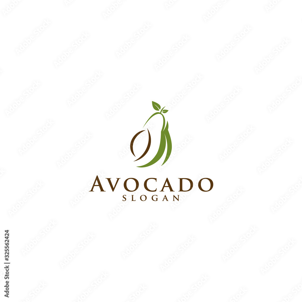Avocado fruit logo template. Avocado half with leaf vector design ...