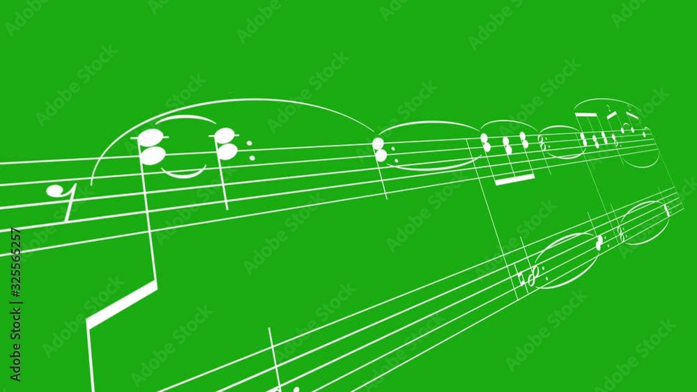 Green screen background of abstract classical music key notes on a ...