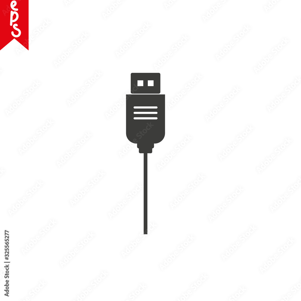 usb charging plug icon on white background. USB flash, flash disk icon ...