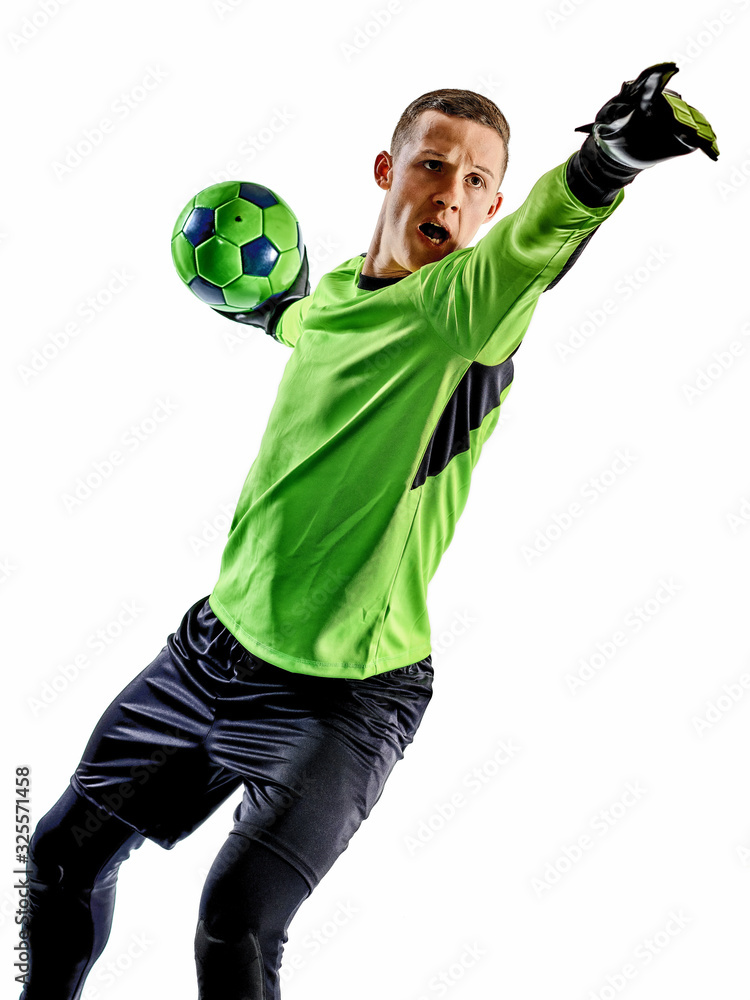 soccer player goalkeeper man silhouette shadow isolated white ...