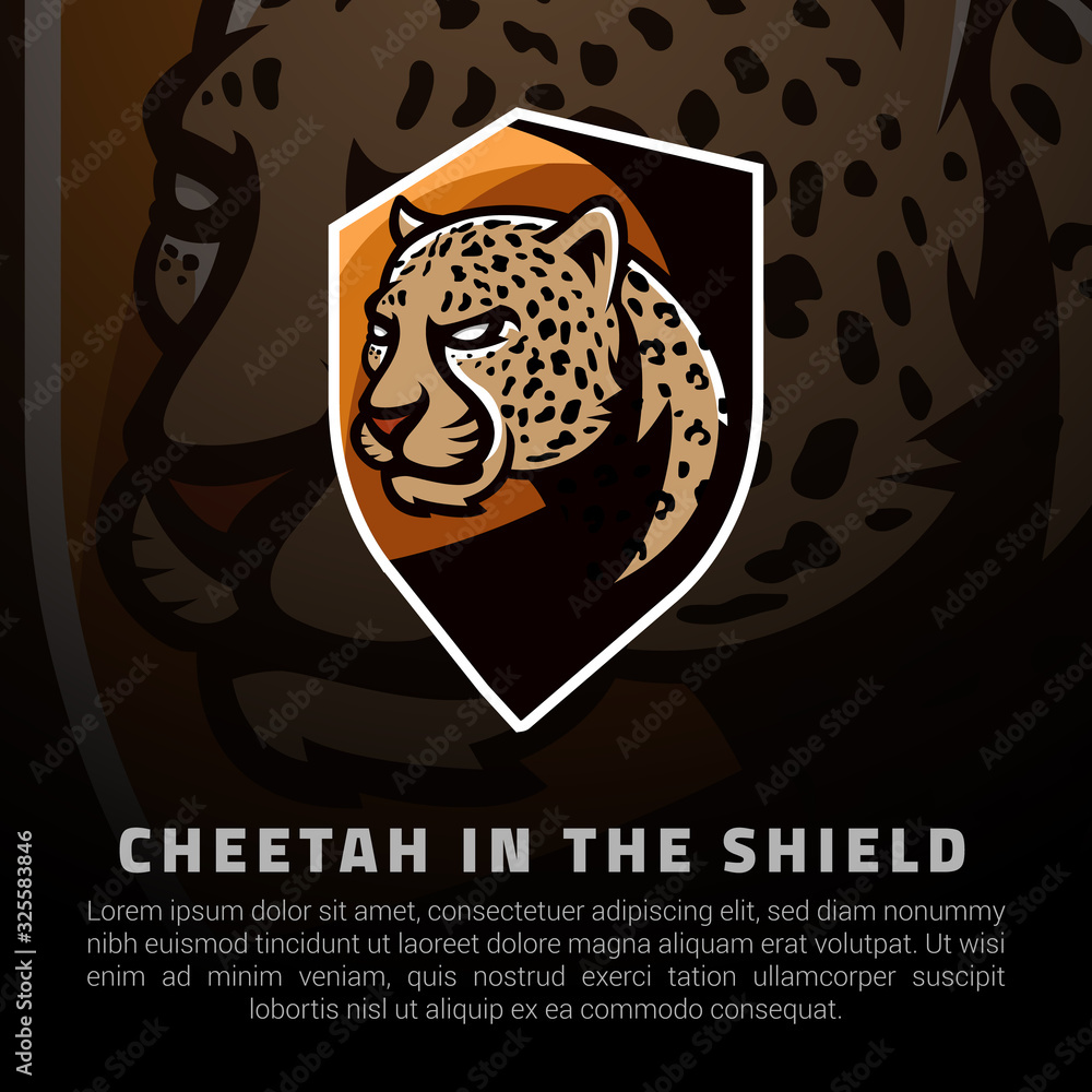 Cheetah in the shield logo template Stock Vector | Adobe Stock