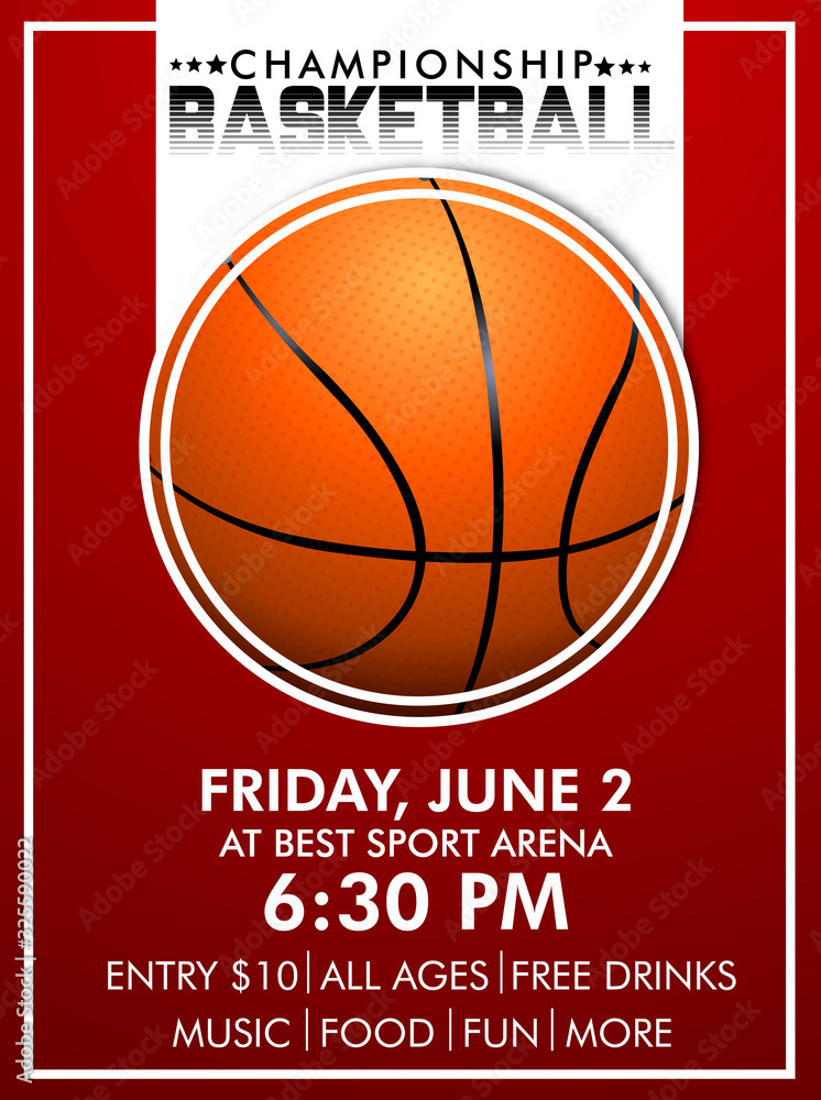 Basketball game banner, team competition design.Basketball tournament ...