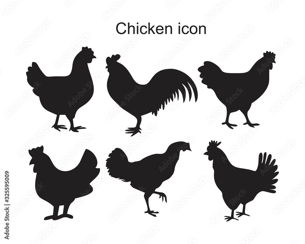 Chicken icon template black color editable. Chicken icon symbol Flat ...
