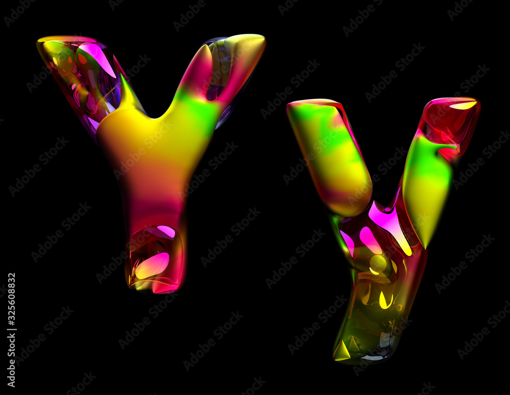 3d render of abstract art of surreal 3d letters y, uppercase and ...