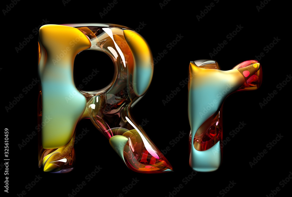3d render of abstract art of surreal 3d letters uppercase and lowercase ...