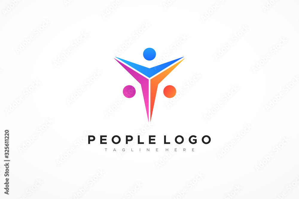 Colorful Triangle Rounded Abstract People Logo. Flat Vector Logo Design ...