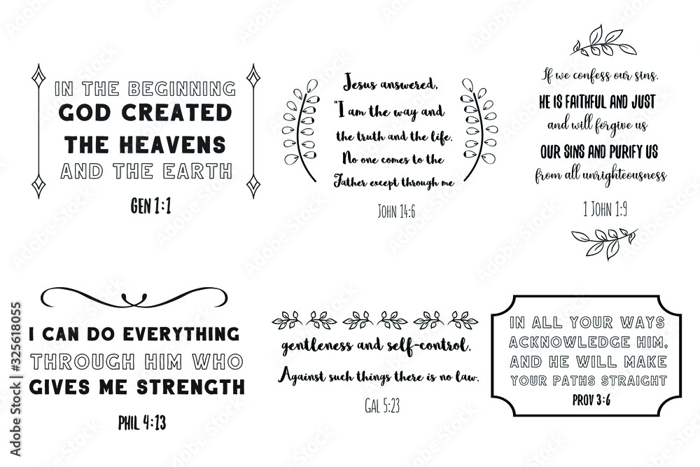 Set of Calligraphy sayings for print. Vector Quotes scripture bible ...
