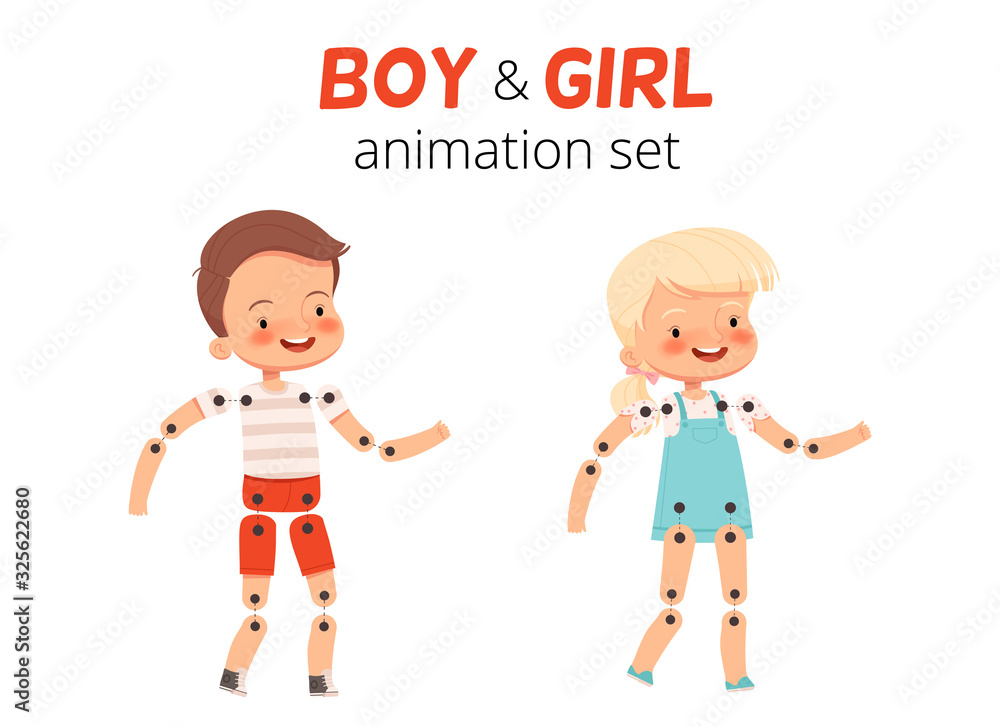 Designer for animulating the movements of a boy and a girl. A set for ...