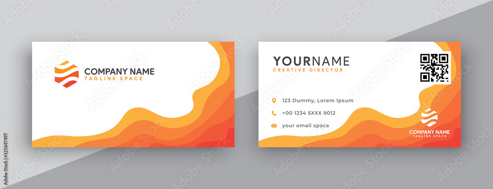 business cards design, orange business card template . editable ...