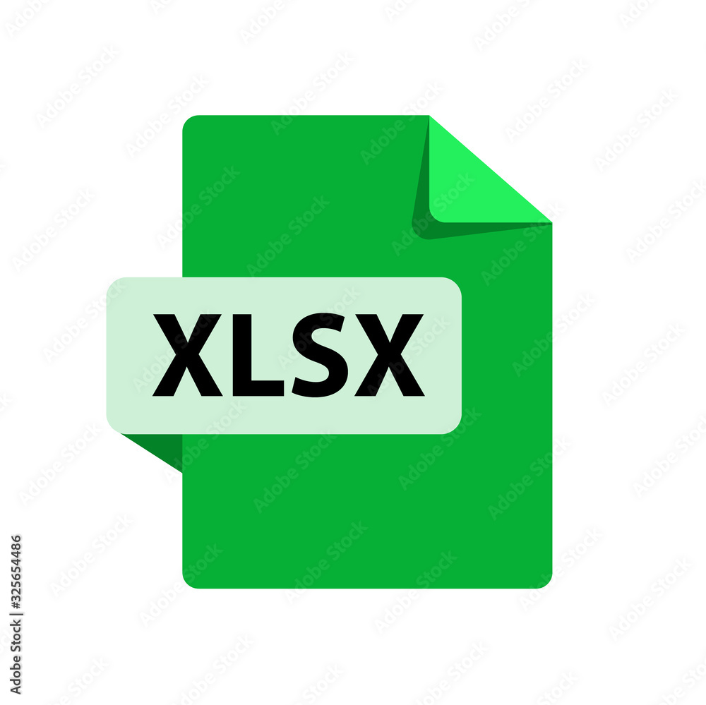 Vector green icon XLSX. File format extensions icon. flat design style ... Vector green icon XLSX. File format extensions icon. flat design style ...