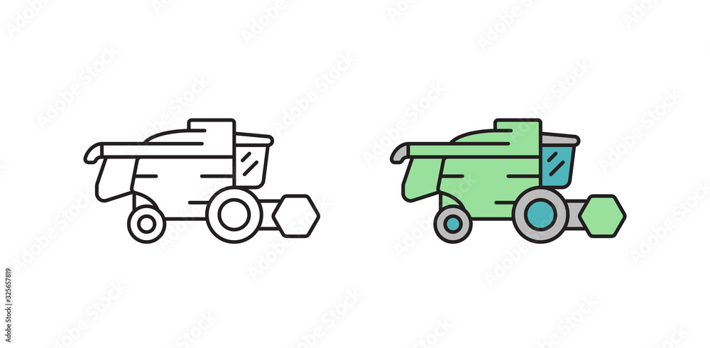 Combine harvester icon in the vector. Transport symbol on an isolated ...