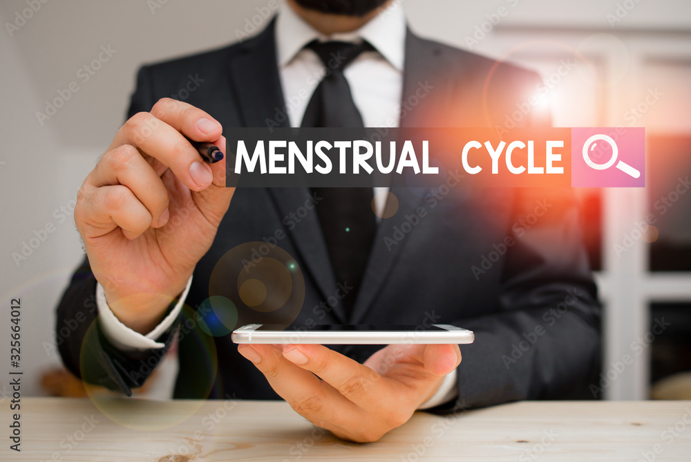 Conceptual hand writing showing Menstrual Cycle. Concept meaning ...