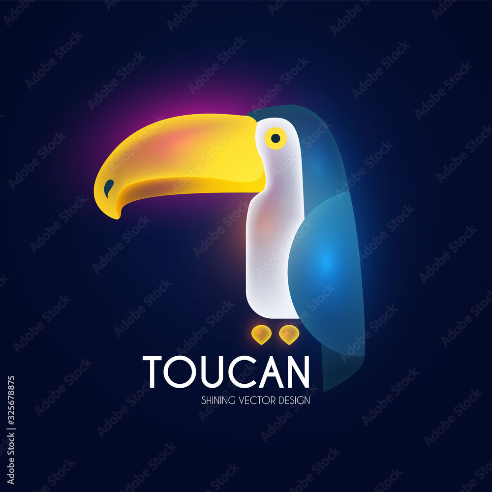 Toucan bird cartoon character. Shining tropic icon. Logo design. Stock ...