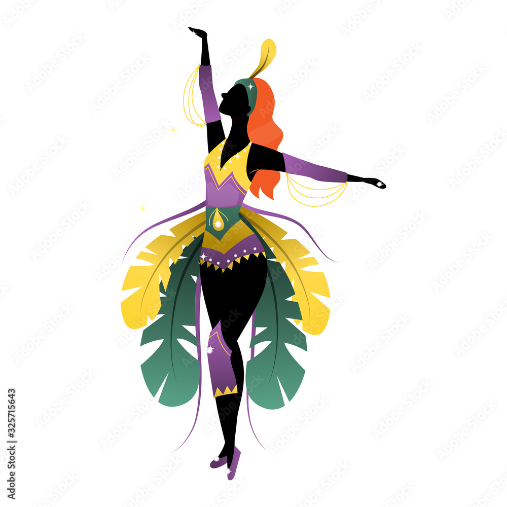 Brazilian Samba Dancer. Girl is In Festival Costume In Dance. Beautiful ...