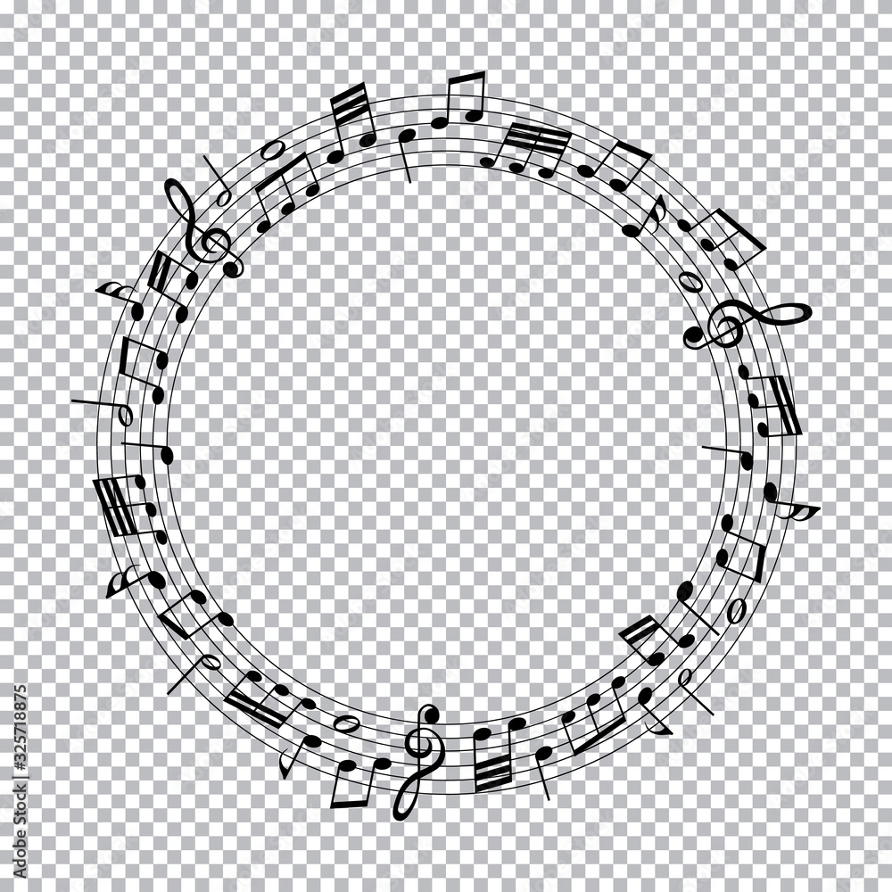 round frame with music notes on transparent background Stock Vector ...