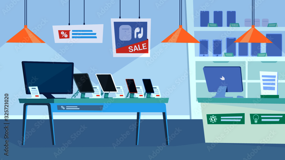 Gadget shop - Background Stock Vector | Adobe Stock