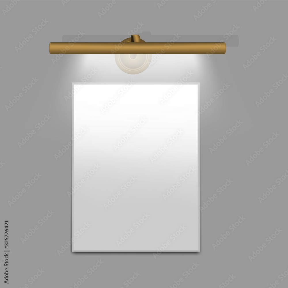 Horizontal wall tube light above the mirror. Modern interior lamp ...