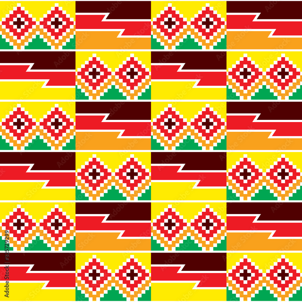Tribal vector seamless textile pattern - Kente mud cloth style ...