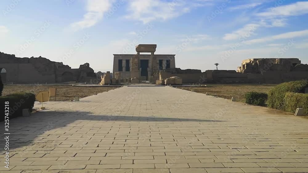 The ruins of the beautiful Temple of Dendera or the Temple of Hathor ...