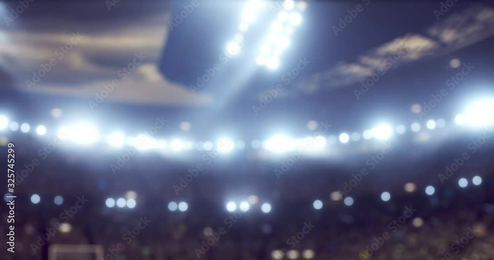 Soccer player shows a dramatic play on a professional stadium, with ...
