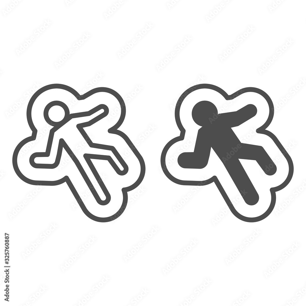 Deadman spot line and solid icon. Crime investigation scene, lying dead ...