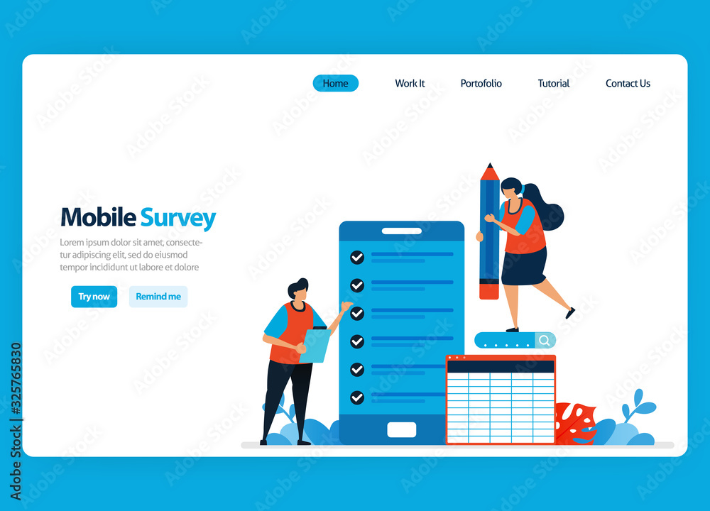 Landing page design for online survey and exam, reviewing customer ...