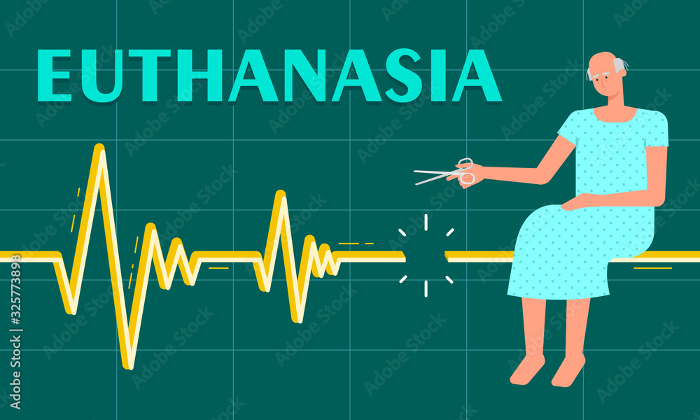Vector illustration of a man who decided to use euthanasia Stock Vector ...
